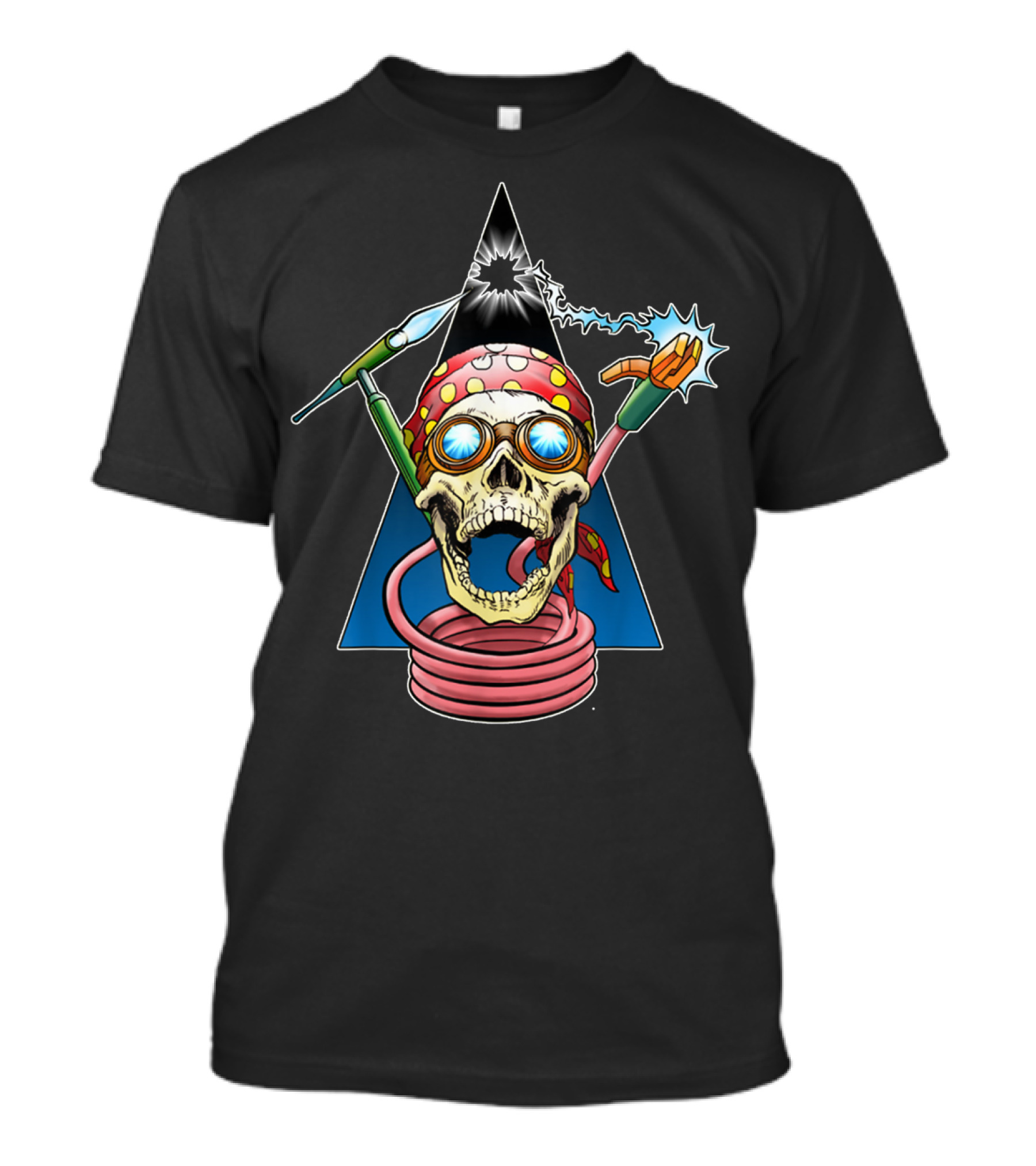 Welder Skull Welding Sparks Bandana Retro Mask T-Shirt
