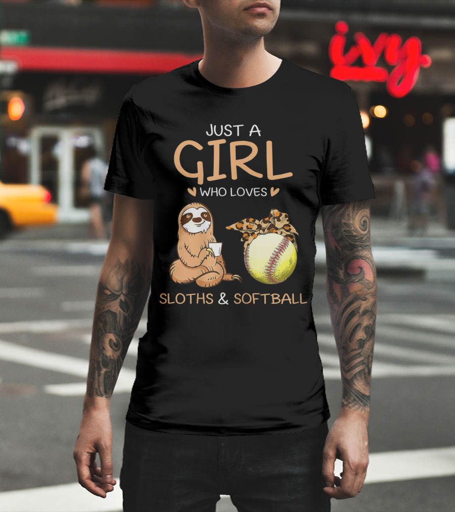 Just A Girl Who Loves Sloths And Softball T-Shirt