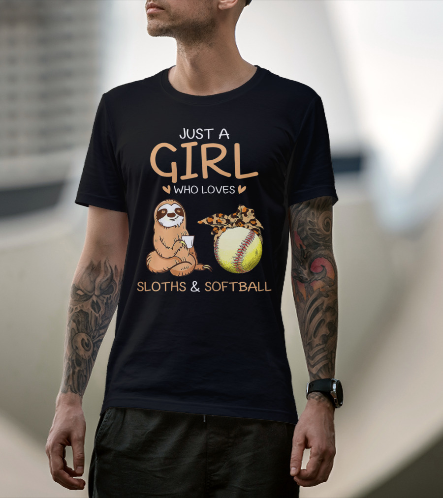 Just A Girl Who Loves Sloths And Softball T-Shirt