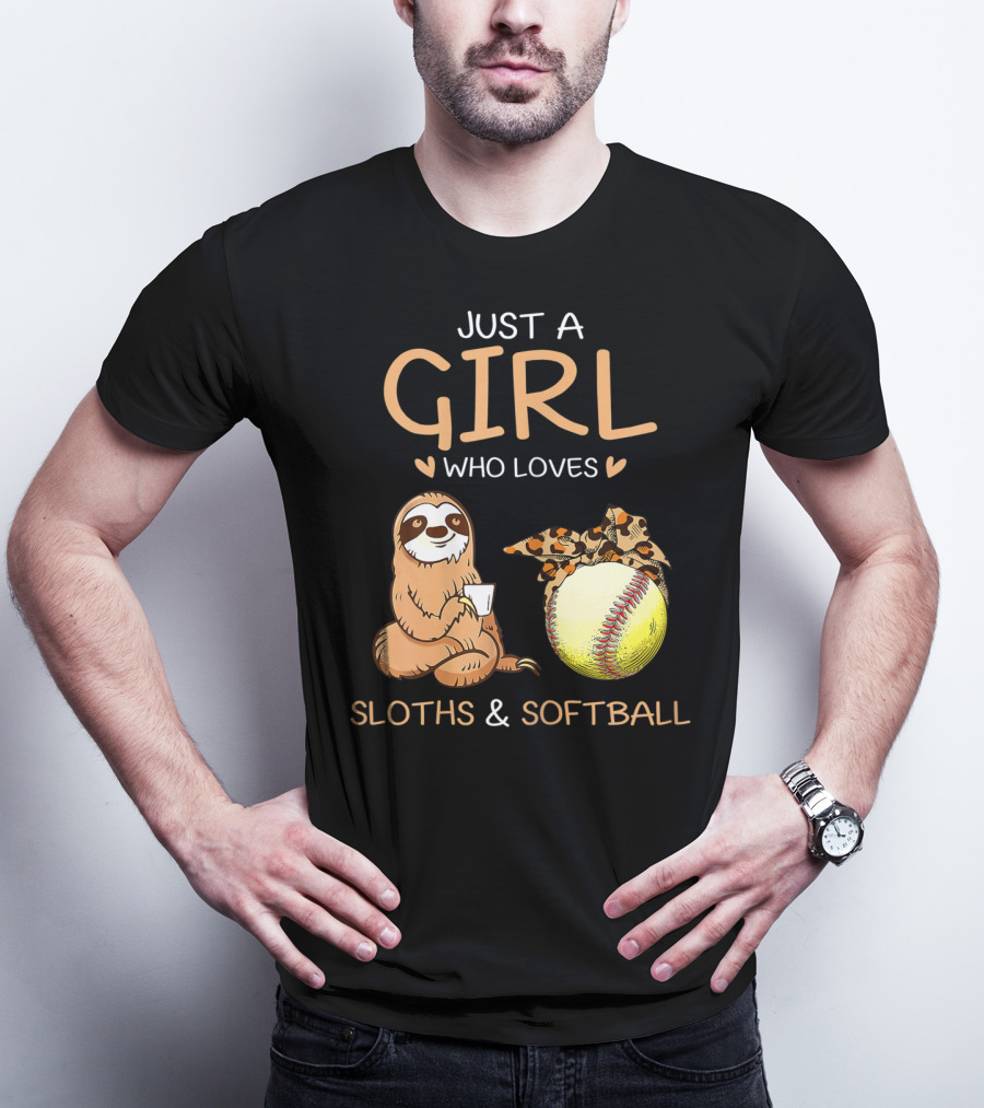Just A Girl Who Loves Sloths And Softball T-Shirt