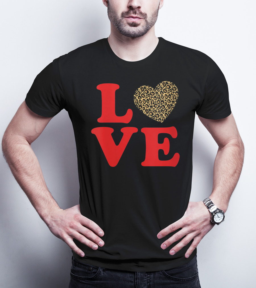 LOVE Leopard Heart Valentines Day Cute T-Shirt