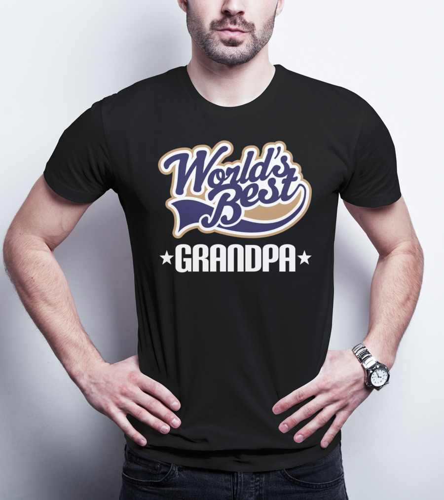 World's Best Grandpa Bold Vintage Style With Stars T-Shirt