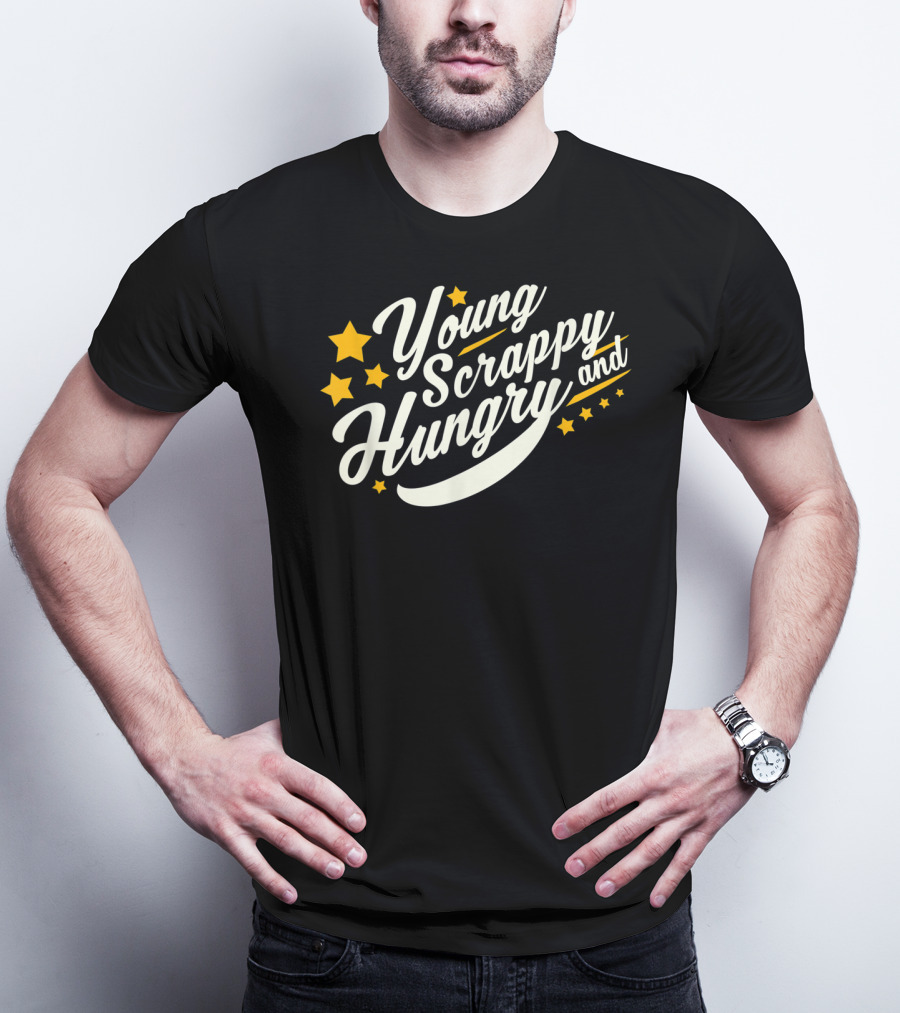 Young Scrappy And Hungry Starry USA Holiday T-Shirt
