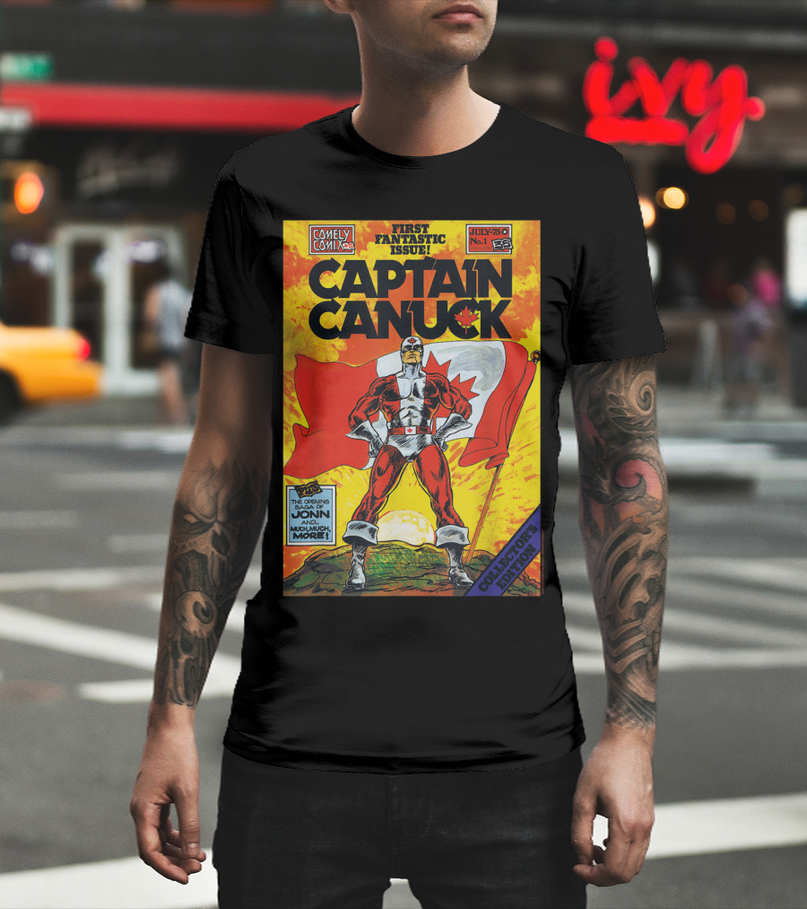 Comely Comix First Fantastic Issue Captain Canuck July 75 No. 1 Collector's Edition T-Shirt