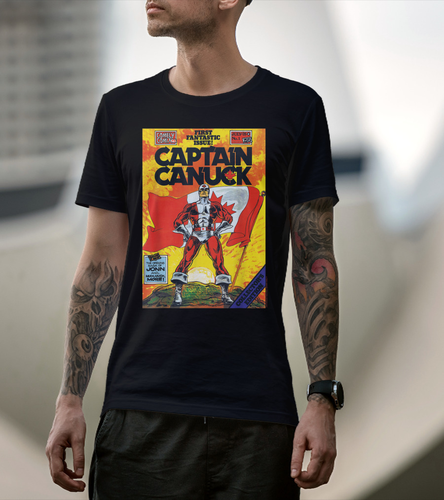 Comely Comix First Fantastic Issue Captain Canuck July 75 No. 1 Collector's Edition T-Shirt