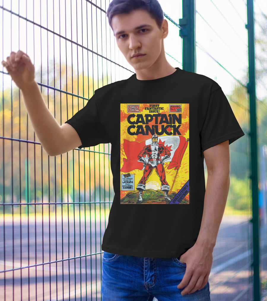 Comely Comix First Fantastic Issue Captain Canuck July 75 No. 1 Collector's Edition T-Shirt