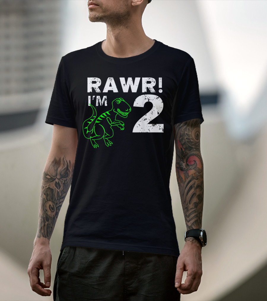 RAWR I'm 2 Dinosaur 2nd Birthday T-Shirt