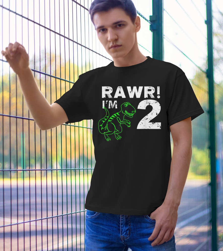 RAWR I'm 2 Dinosaur 2nd Birthday T-Shirt