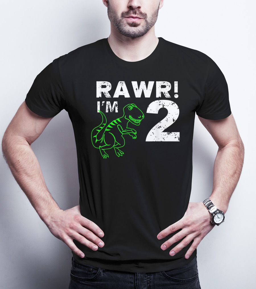 RAWR I'm 2 Dinosaur 2nd Birthday T-Shirt