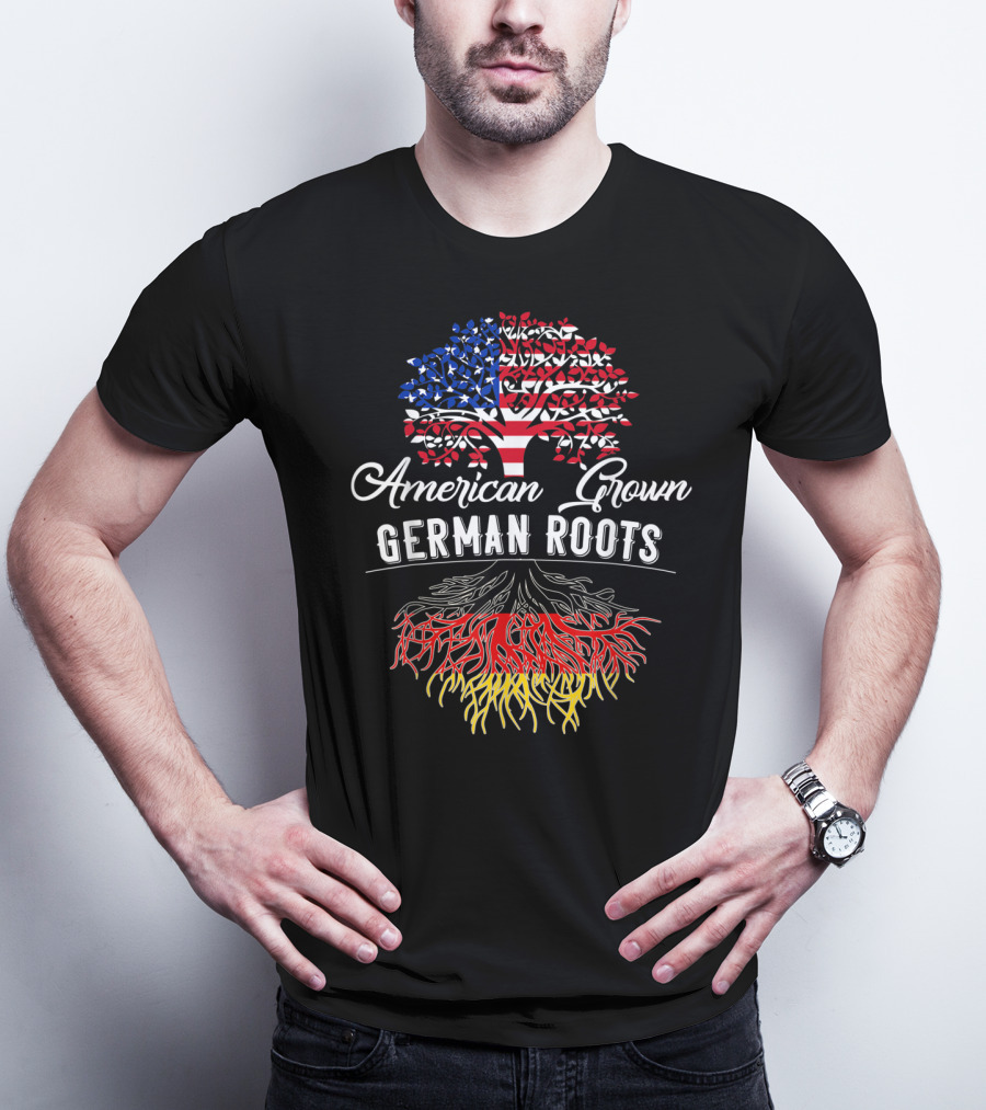 American Grown German Roots Tree With USA Flag And Germany Roots T-Shirt