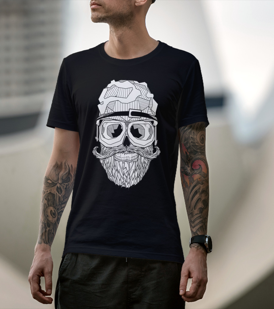 Arson Aesthetic Memoriae Skull Beard Geometric Glasses T-Shirt