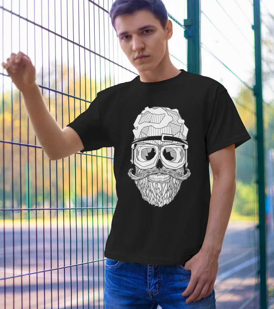 Arson Aesthetic Memoriae Skull Beard Geometric Glasses T-Shirt