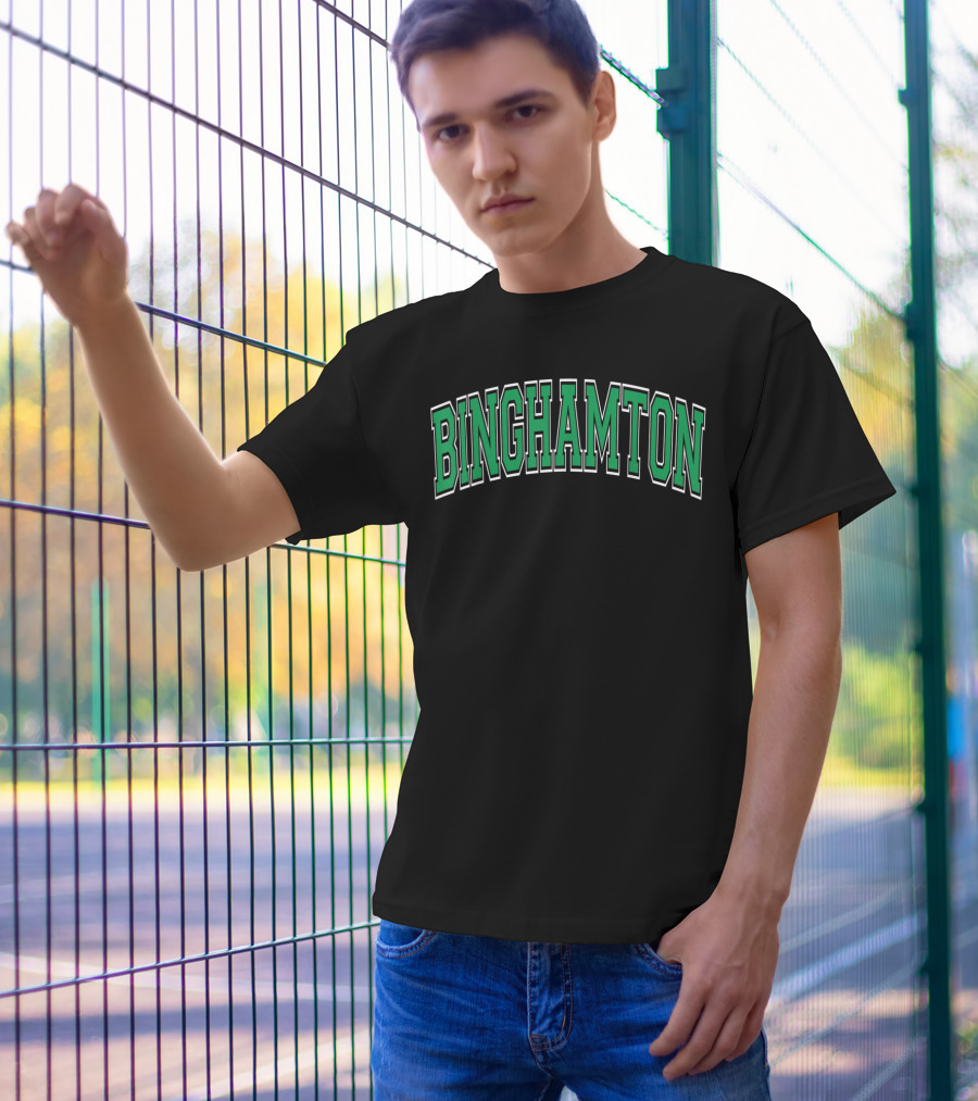 Binghamton Varsity Green Text Arch T-Shirt