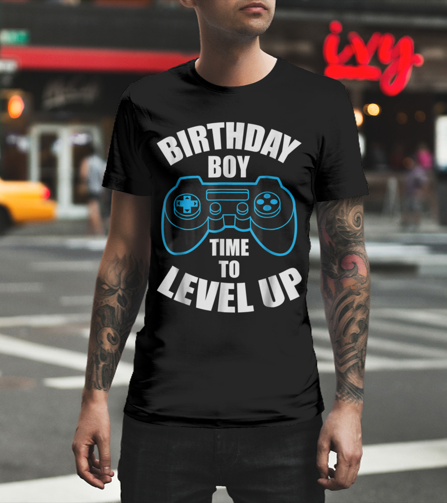 Birthday Boy Time To Level Up Gamer Theme Bday Loading T-Shirt