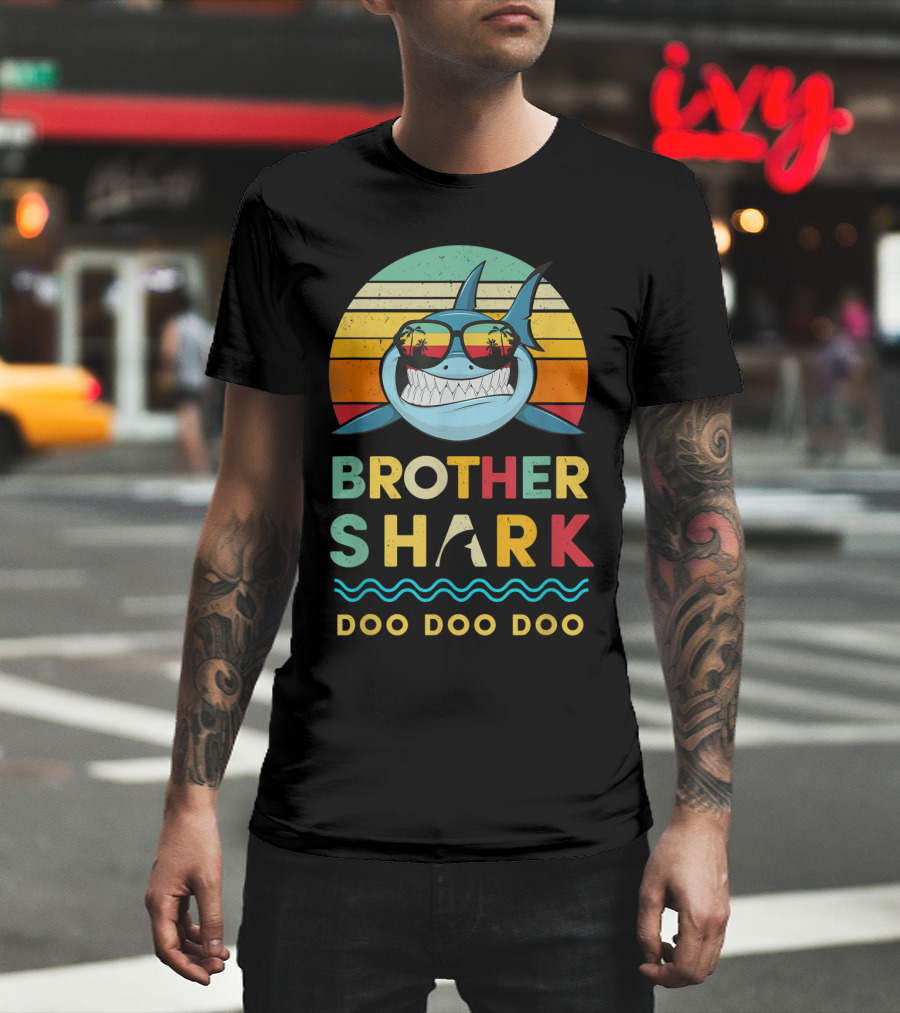 Brother Shark Doo Doo Doo Retro Kids For Toddlers And Boy T-Shirt