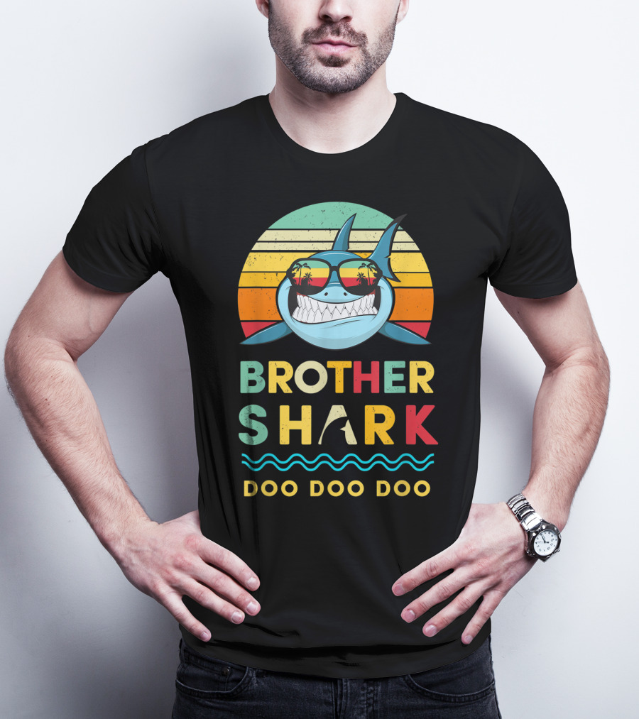 Brother Shark Doo Doo Doo Retro Kids For Toddlers And Boy T-Shirt