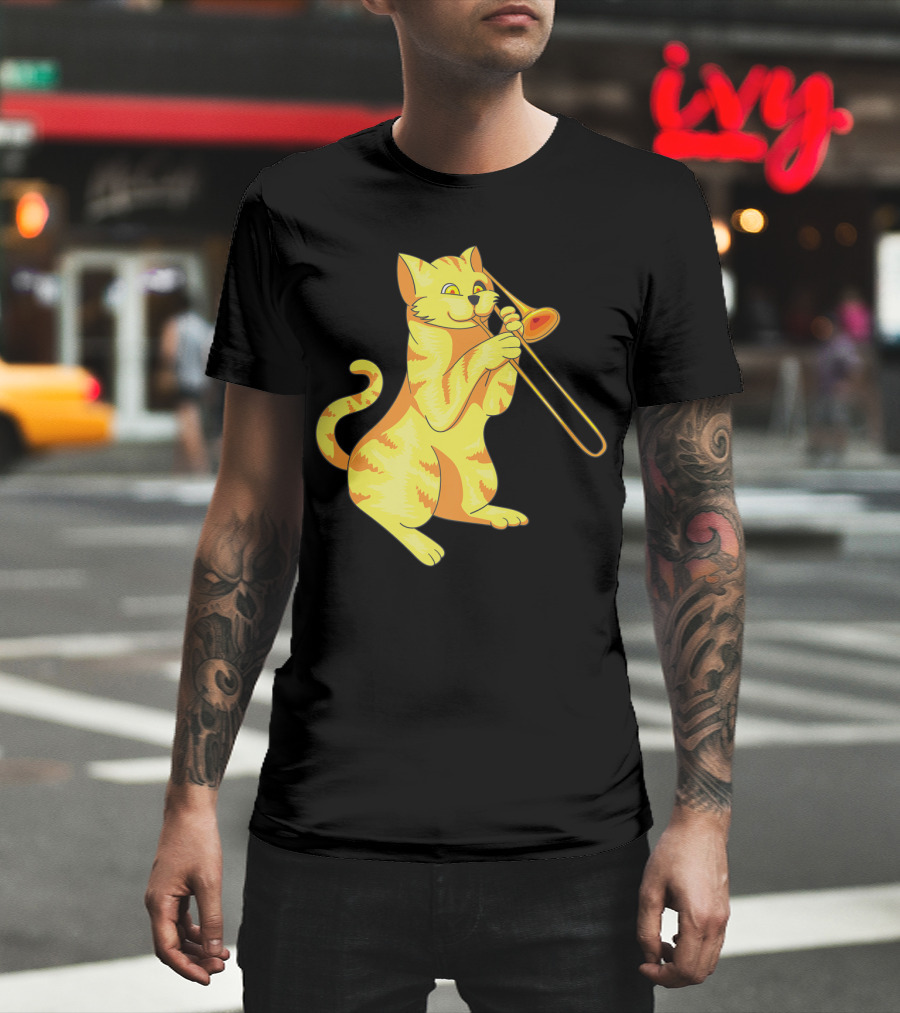 Cat Trombone Meow Music Collection T-Shirt