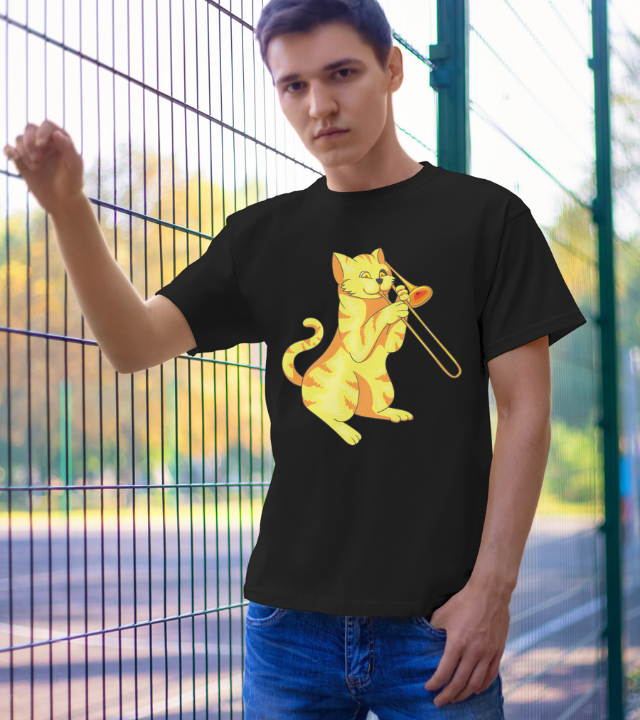 Cat Trombone Meow Music Collection T-Shirt