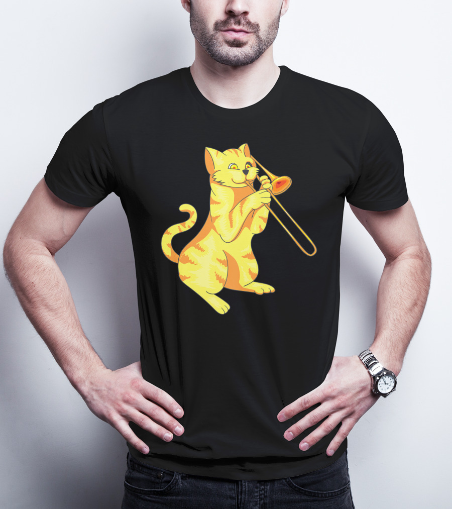 Cat Trombone Meow Music Collection T-Shirt