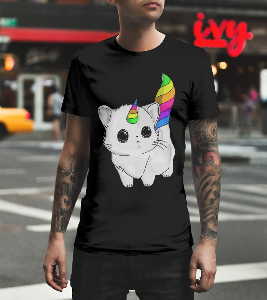 Caticorn Unicorn Rainbow Cat For Girls Boys Adults T-Shirt