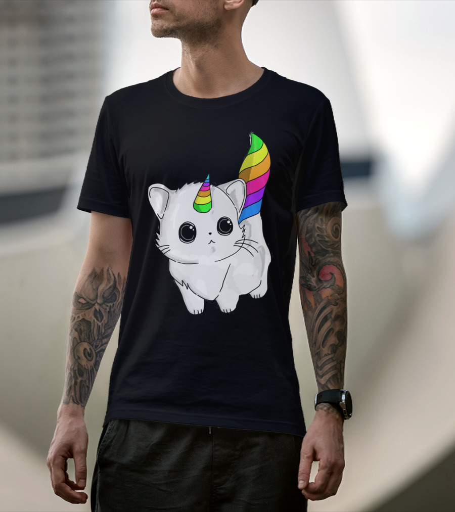 Caticorn Unicorn Rainbow Cat For Girls Boys Adults T-Shirt
