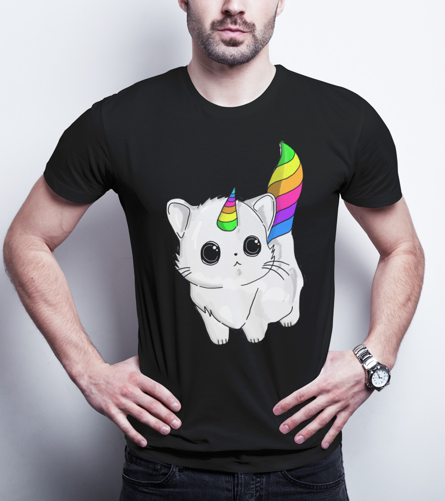 Caticorn Unicorn Rainbow Cat For Girls Boys Adults T-Shirt