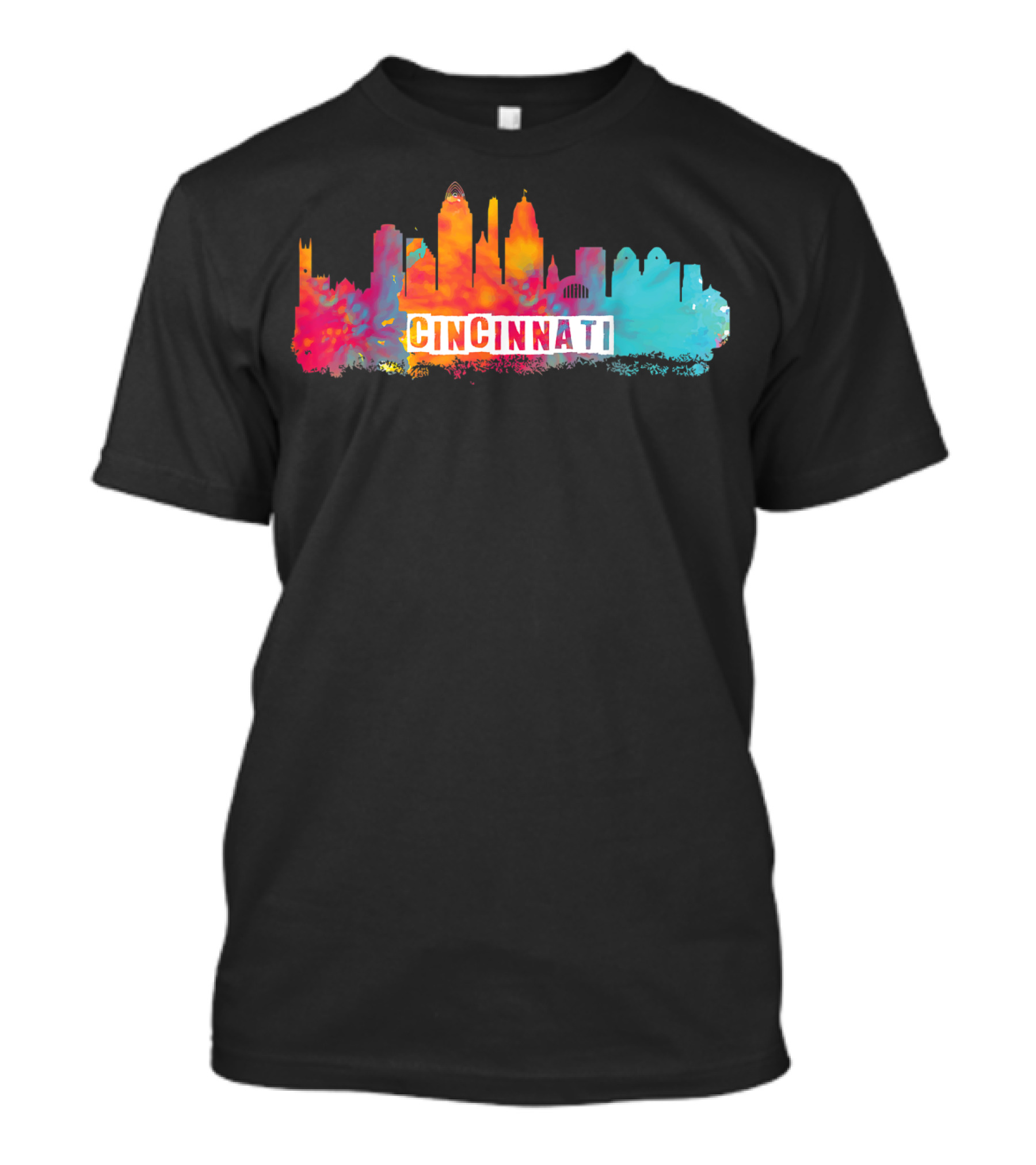 Cincinnati Ohio Watercolor Skyline Cincinnati State Pride T-Shirt