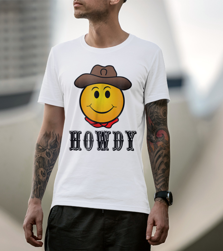 Howdy Cowboy Western Smiley Emoji Rodeo T-Shirt