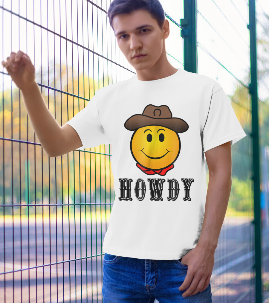 Howdy Cowboy Western Smiley Emoji Rodeo T-Shirt