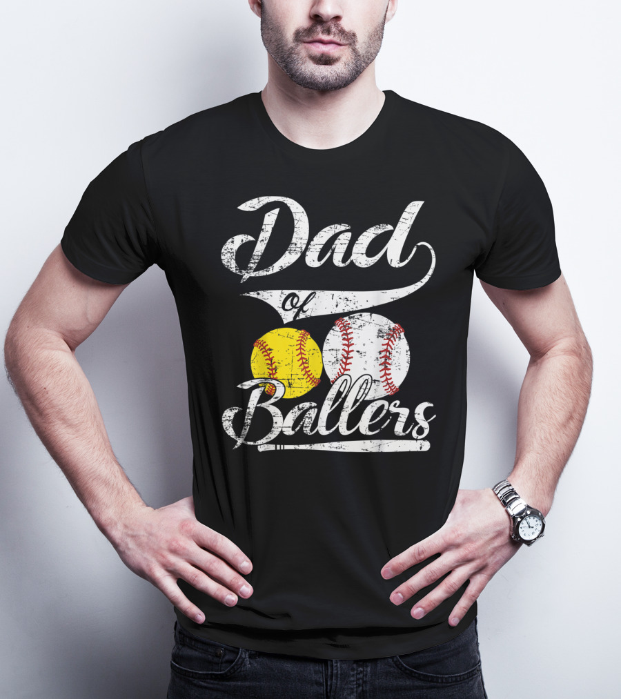 Dad Of Ballers Baseball Softball Enthusiast T-Shirt