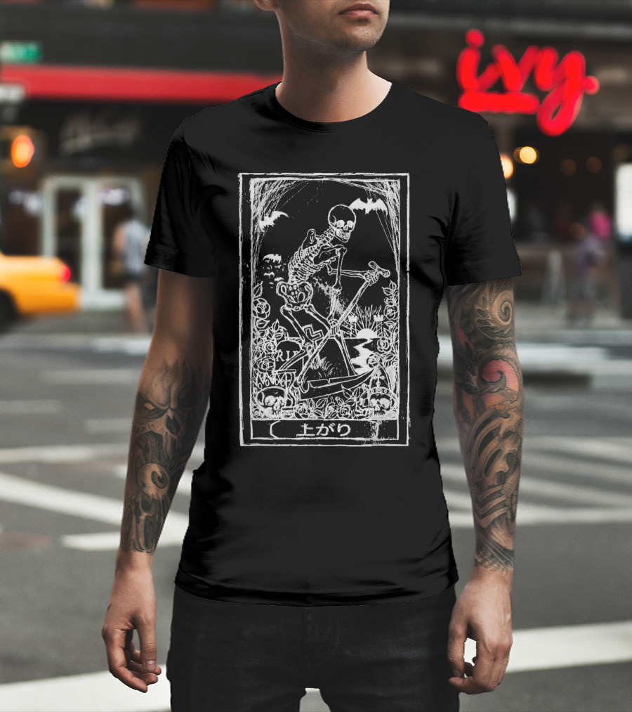 Death Tarot Skeleton Reaper Nu Goth Punk Japa Horror Bats Skulls T-Shirt