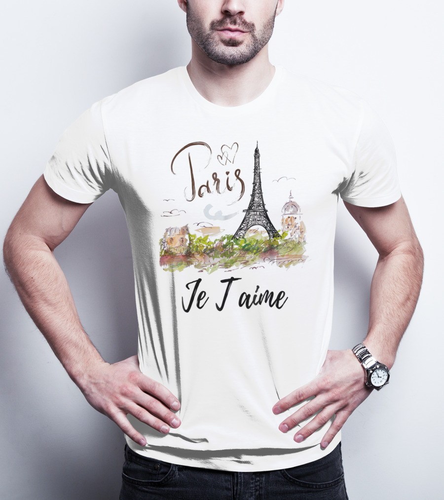 Paris Eiffel Tower Je T'aime Vintage Love Paris Fran T-Shirt