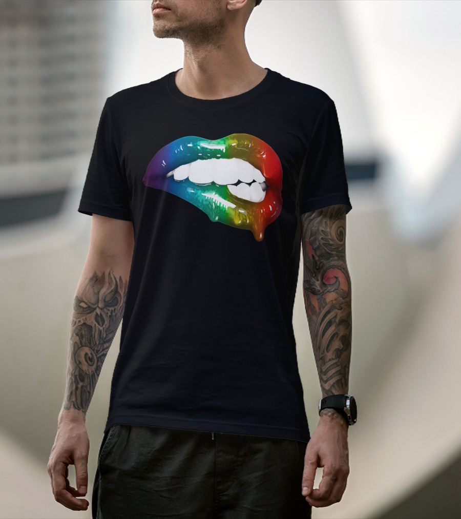 Rainbow Lips Cute Artful Makeup Addicts Lipstick Fashion Trends T-Shirt