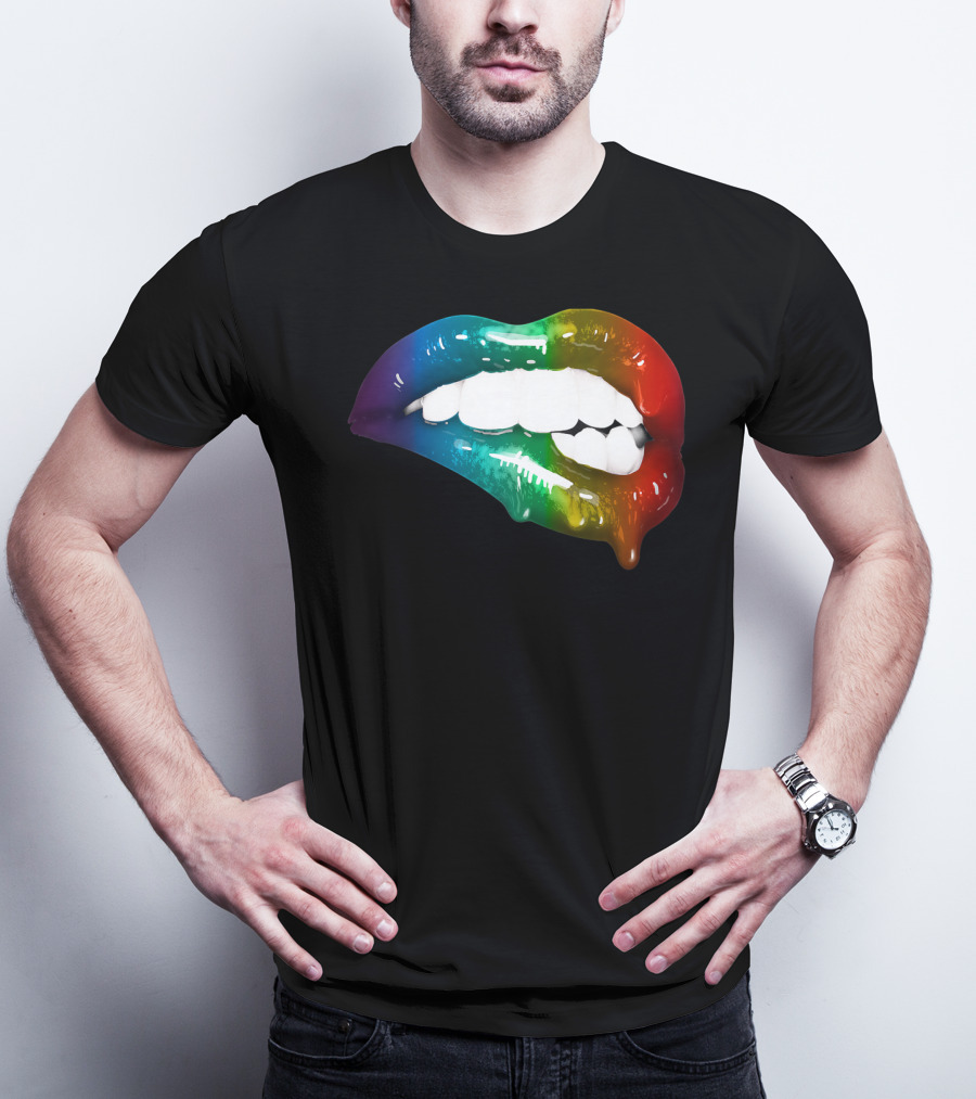 Rainbow Lips Cute Artful Makeup Addicts Lipstick Fashion Trends T-Shirt