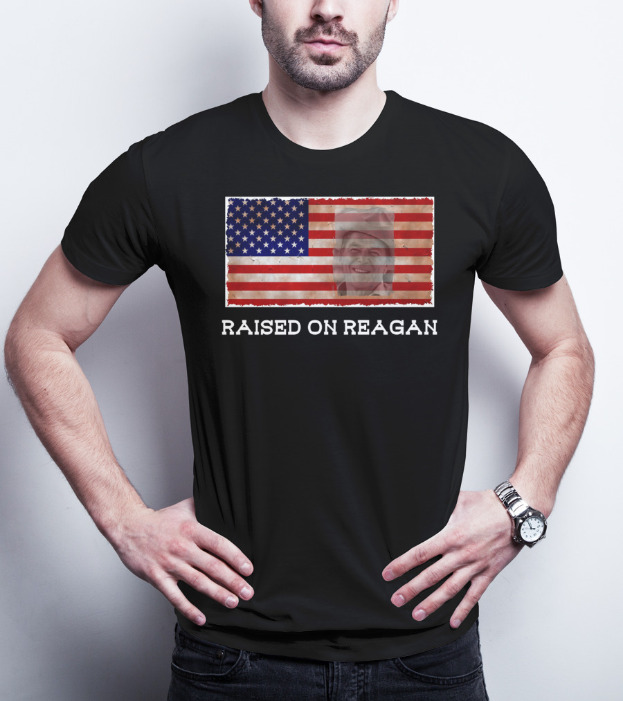 Raised On Reagan American Flag T-Shirt