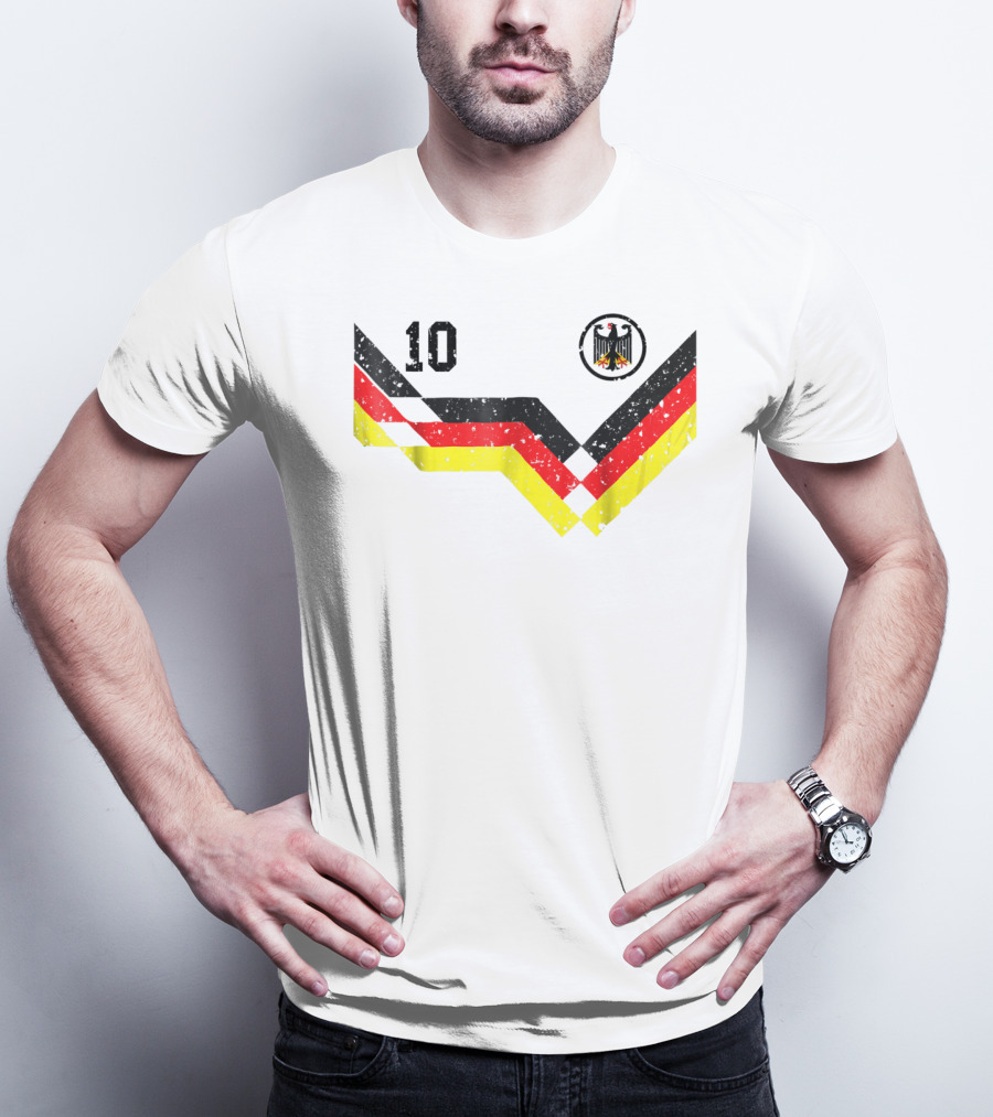 Deutschland Retro Soccer Jersey Number 10 With German Eagle Emblem T-Shirt