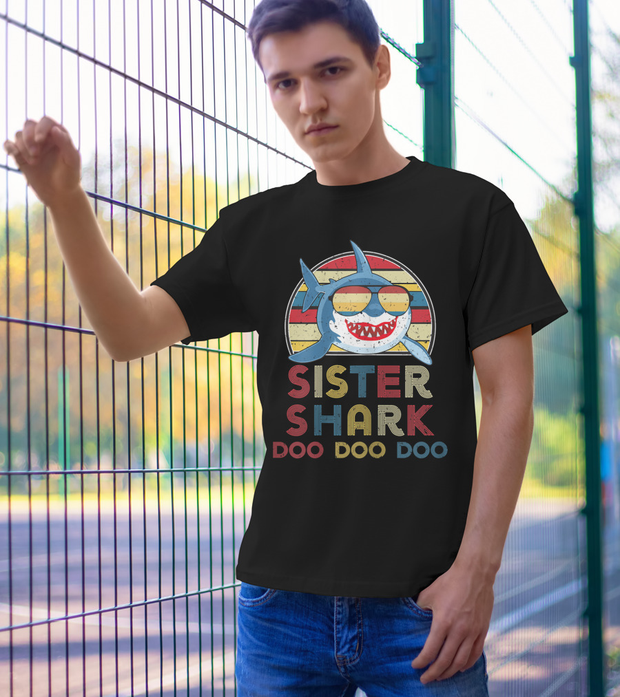 Sister Shark Doo Doo Doo Retro Vintage T-Shirt