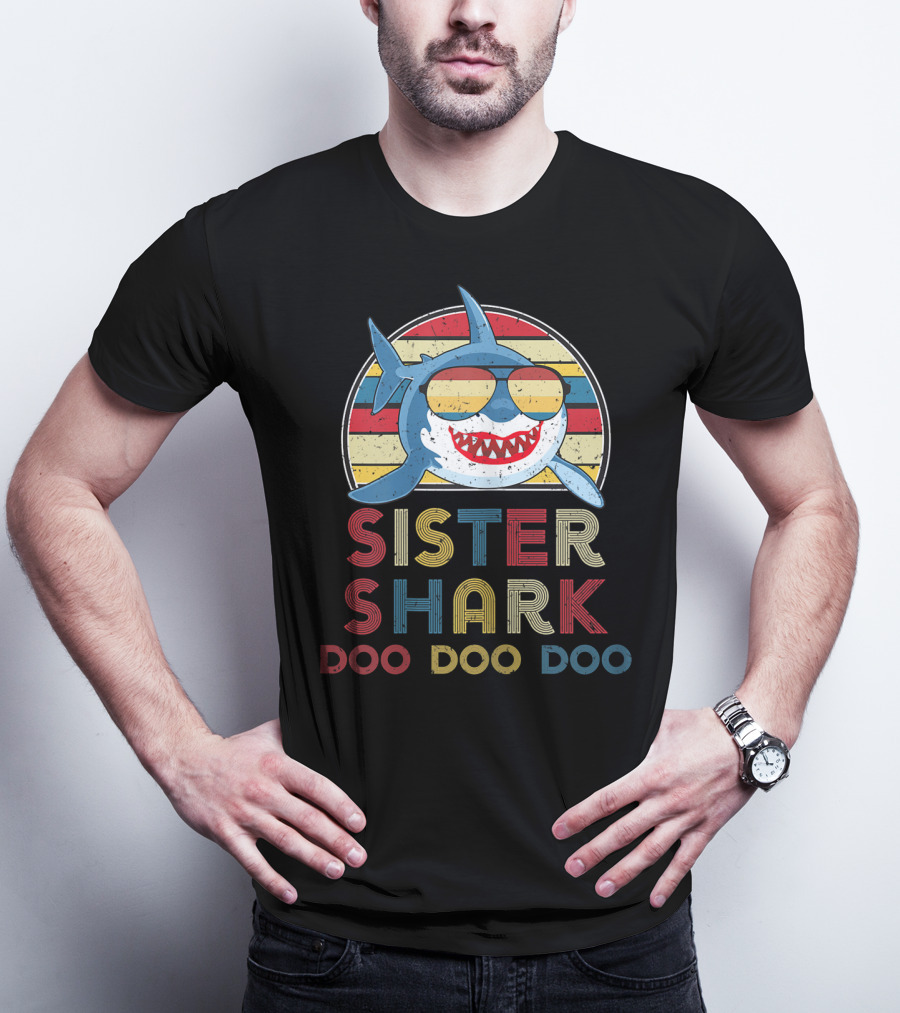 Sister Shark Doo Doo Doo Retro Vintage T-Shirt