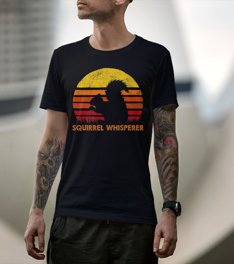 Squirrel Whisperer Sunset Retro T-Shirt