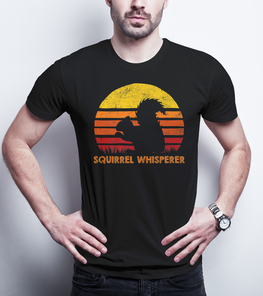 Squirrel Whisperer Sunset Retro T-Shirt