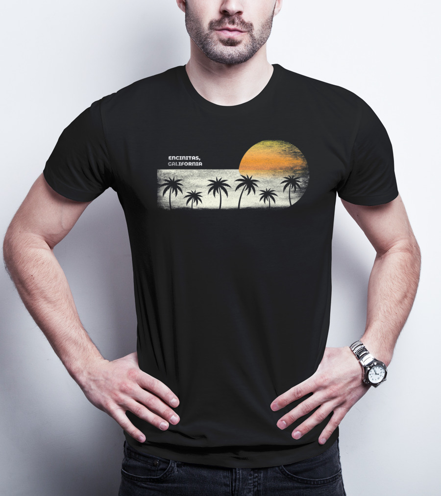Encinitas California Ocean Sunset With Palm Trees T-Shirt
