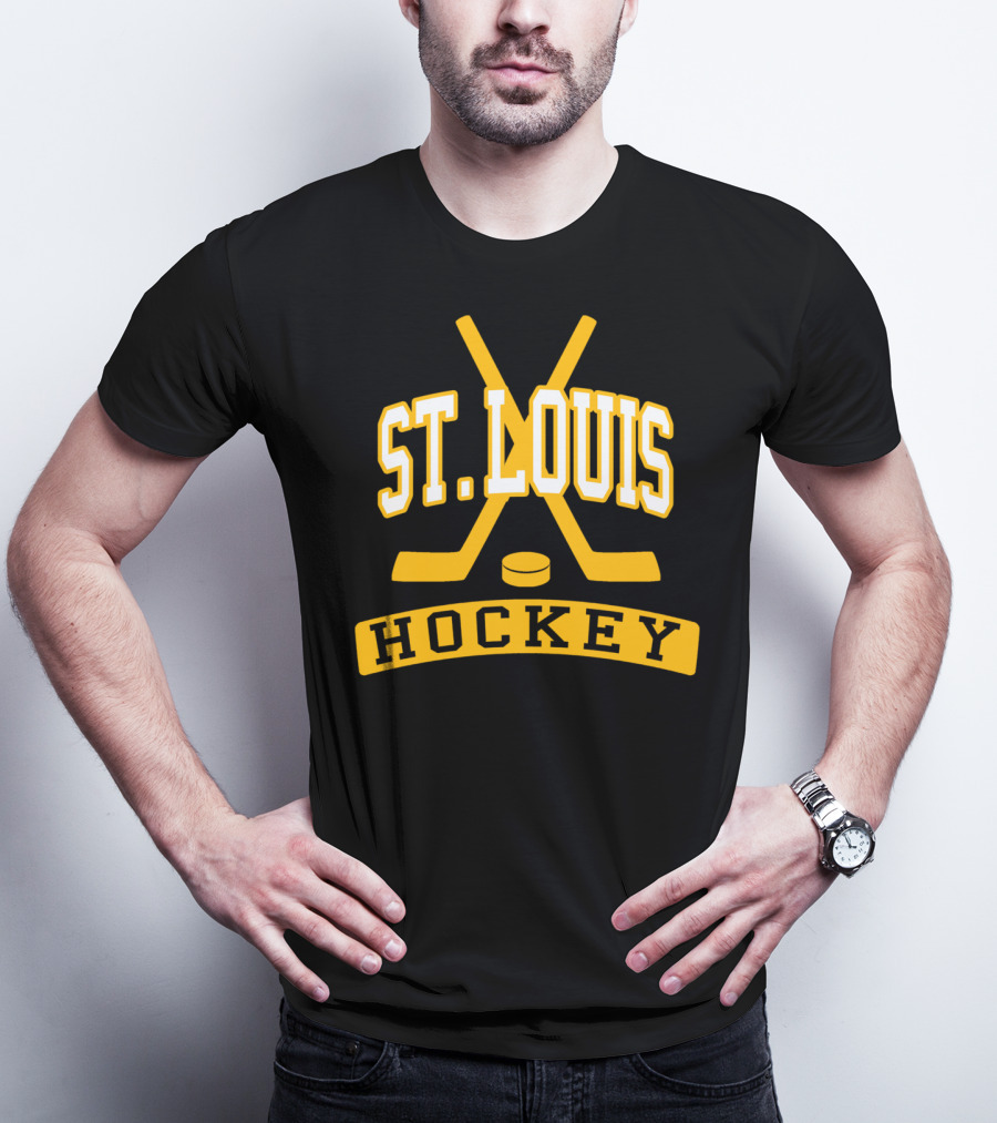 St. Louis Hockey Vintage Crossed Sticks And Puck T-Shirt