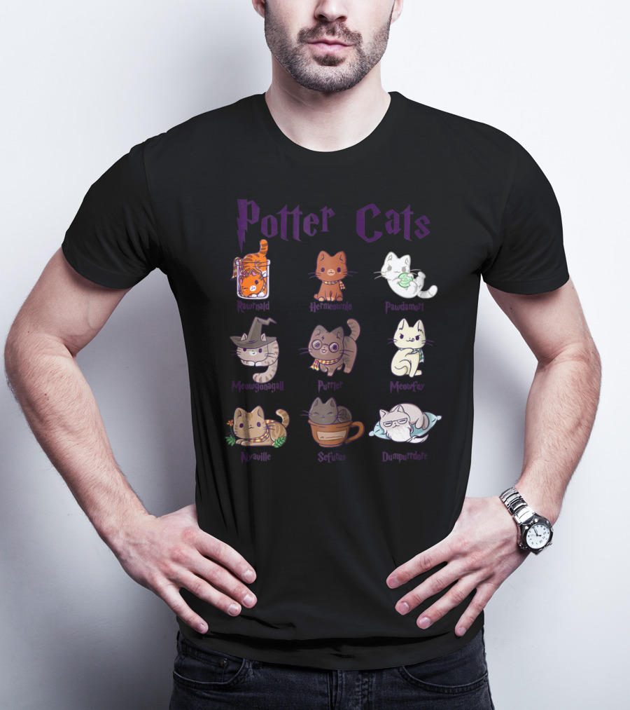 Potter Cats Resnwold Hermiawnie Puurfin Purrdamentor Minervagcatl Severine Dumblepurr Kitten T-Shirt