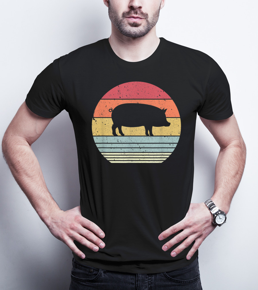 Vintage Retro Pig Style Sunset T-Shirt