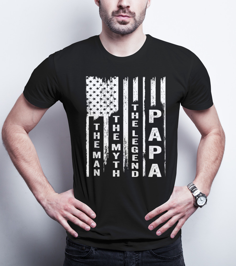 The Man The Myth The Legend Papa US Flag T-Shirt