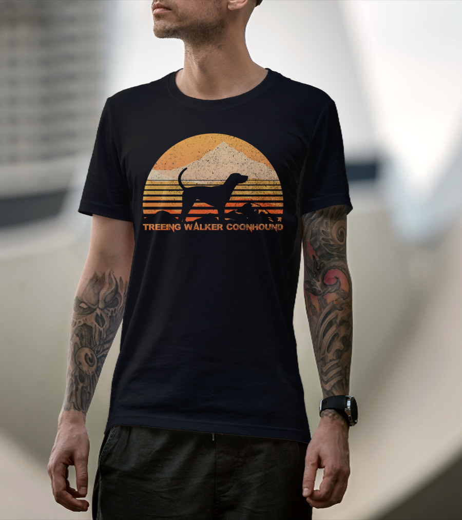 TREEING WALKER COONHOUND Retro Sunset T-Shirt
