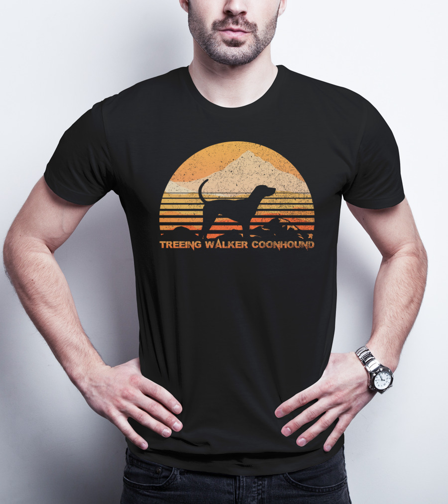 TREEING WALKER COONHOUND Retro Sunset T-Shirt
