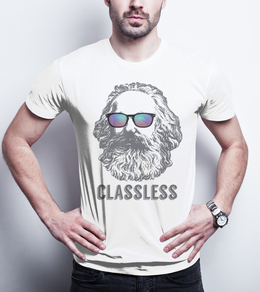 Classless Karl Marx Marxist Marxism With Sunglasses Iconic T-Shirt