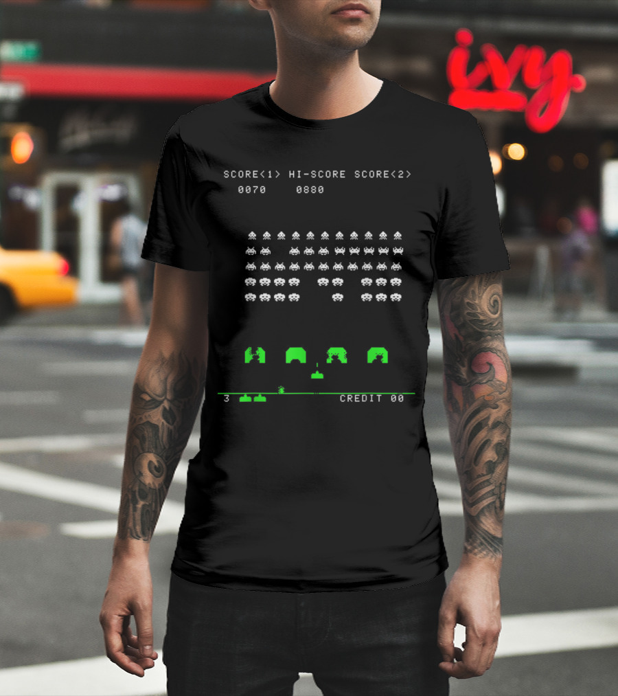 Cool Space Nerd Invaders Score Screen Gaming Retro Classic T-Shirt