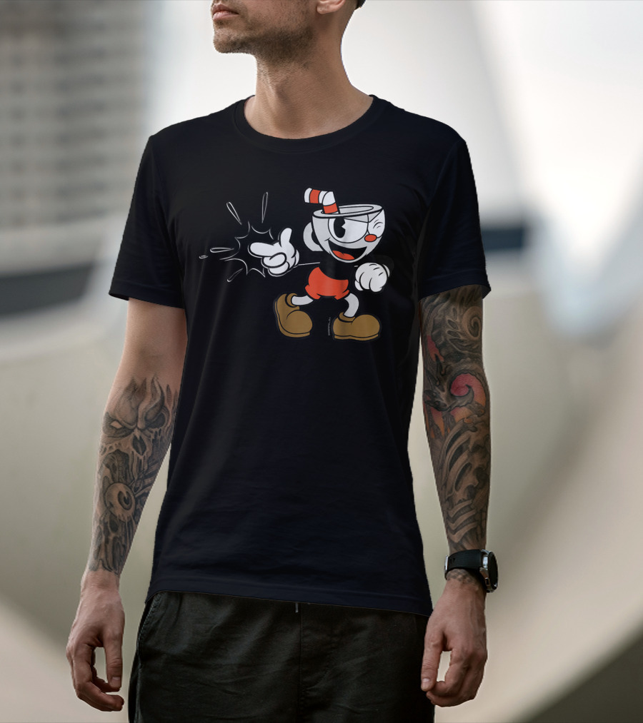 Cuphead Classic Wink Finger Snap Clap Iconic Pose T-Shirt